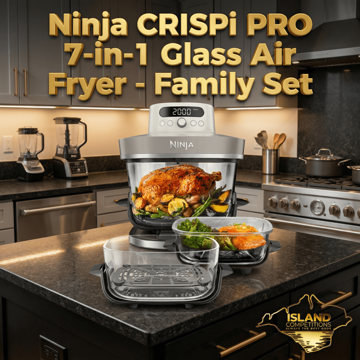 Ninja CRISPi PRO 7-in-1 Glass Air Fryer - Bone Family Set | Island ...
